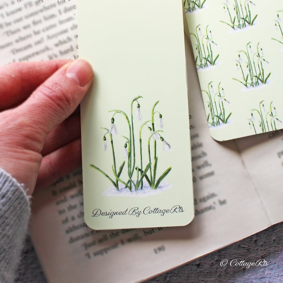 Watercolour Snowdrop Bookmark Designed By Cotta... - Folksy