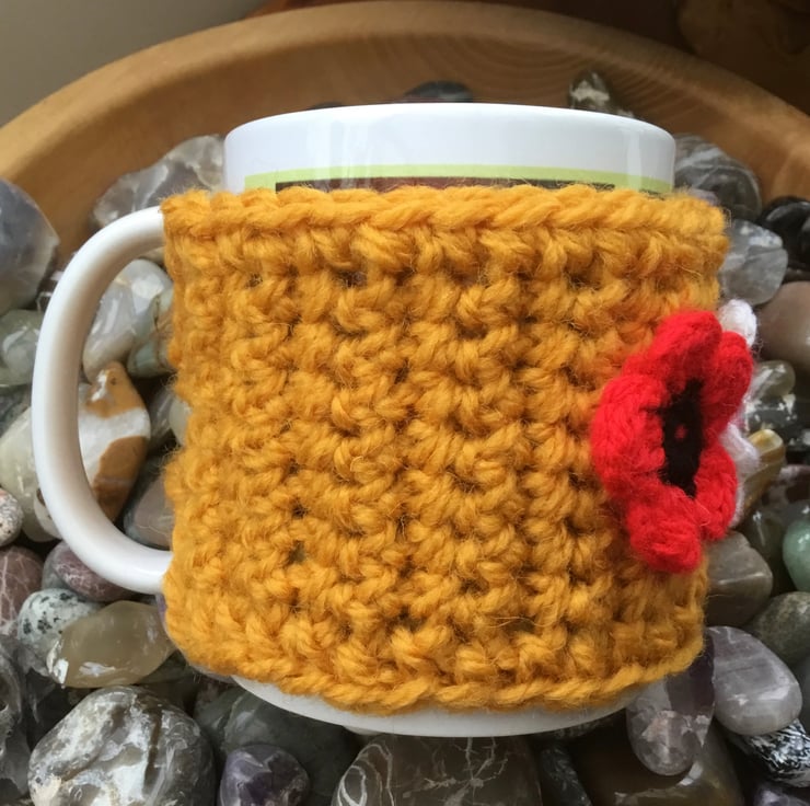 Poppy Daisy! Crocheted Mug Cosy or Mug Hug! G... - Folksy