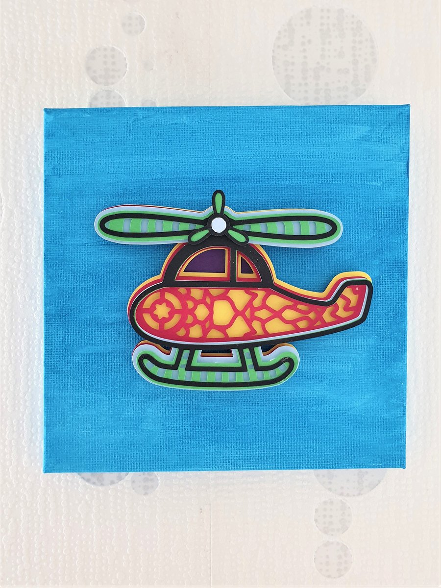 Helicopter 3D Wall Art, Layered Card Art - Folksy