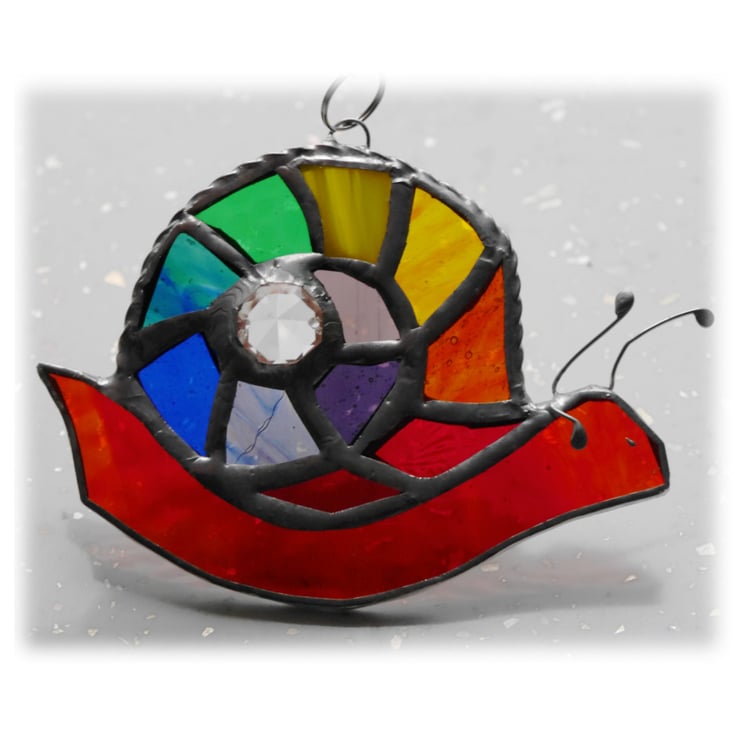 Snail Suncatcher Stained Glass Handmade Rainbow... - Folksy