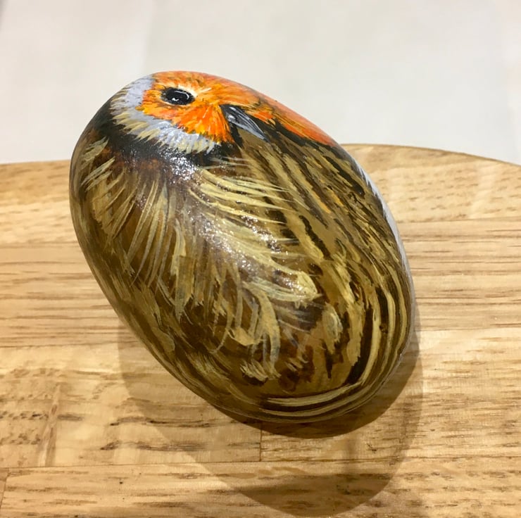 Robin hand painted pebble garden rock wildlife ... - Folksy