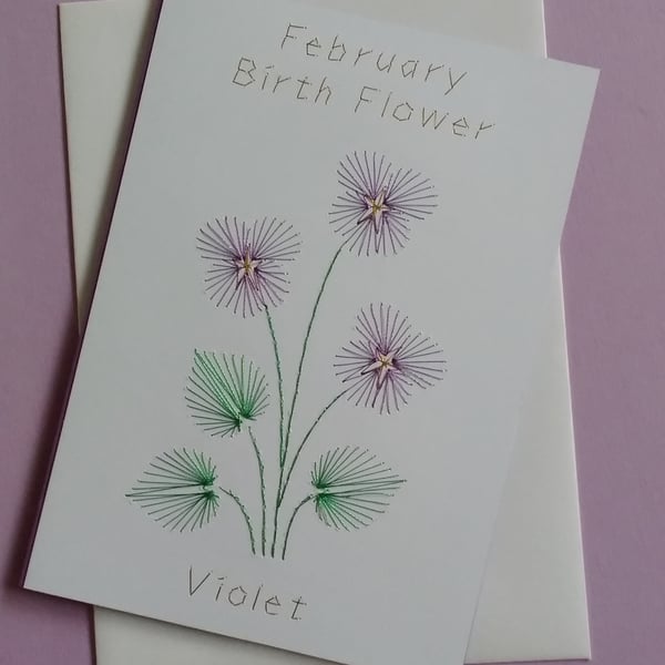 Hand Embroidered Violet February Birth Flower G... - Folksy