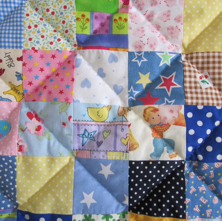 Handmade Patchwork Baby Cot Quilt - Play Mat - Folksy