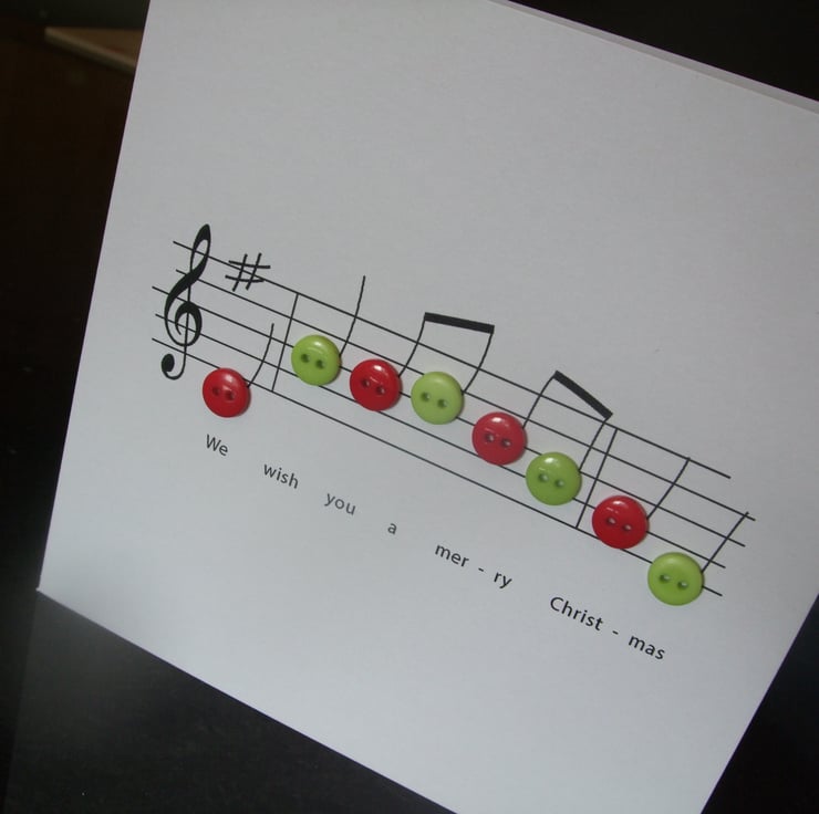 Christmas Buttons Music Card - Folksy