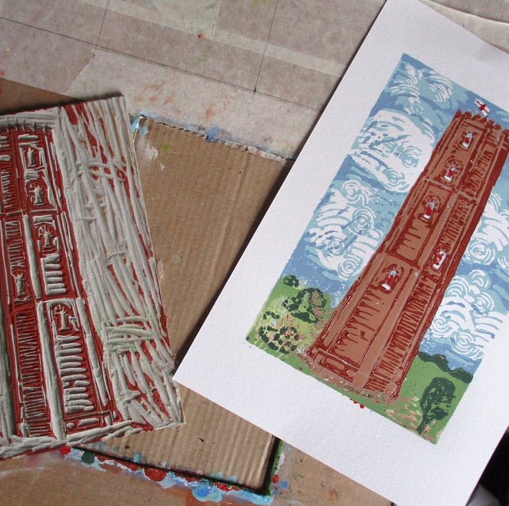 Naze Tower, Essex Original Hand Pressed Linocut... - Folksy