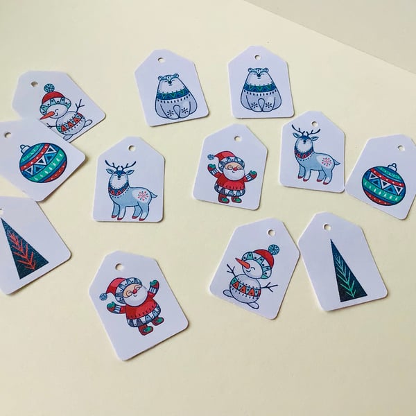 Mini Xmas Gift Tags,Message Tags, pk of 30, Fes... - Folksy