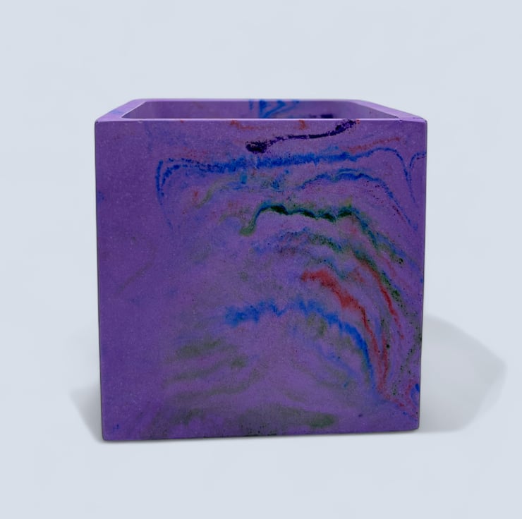 Lilac Cube Plant Pot – 10 cm Marbled Indoor Pla... - Folksy
