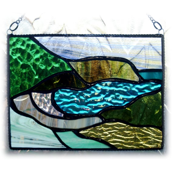Seascape Cove Panel Stained Glass Picture Lands... - Folksy