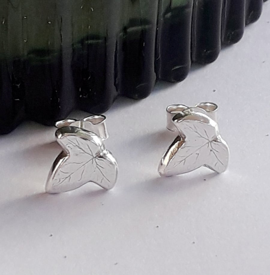 Sterling Silver Ivy Leaf Stud Earrings - Folksy