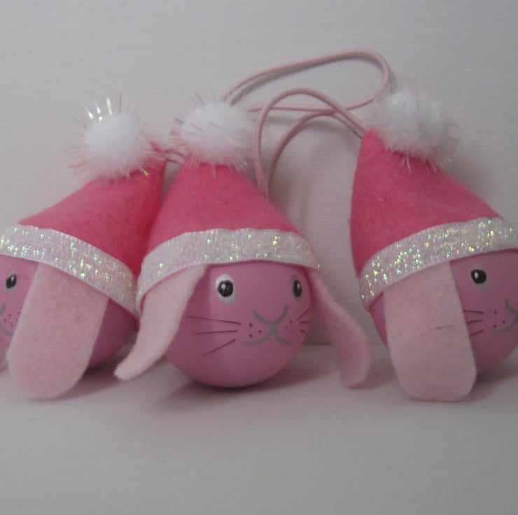 SALE Bunny Rabbit Christmas Bauble Decoration x 4 - Folksy