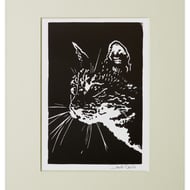 Cat Linocut - Folksy