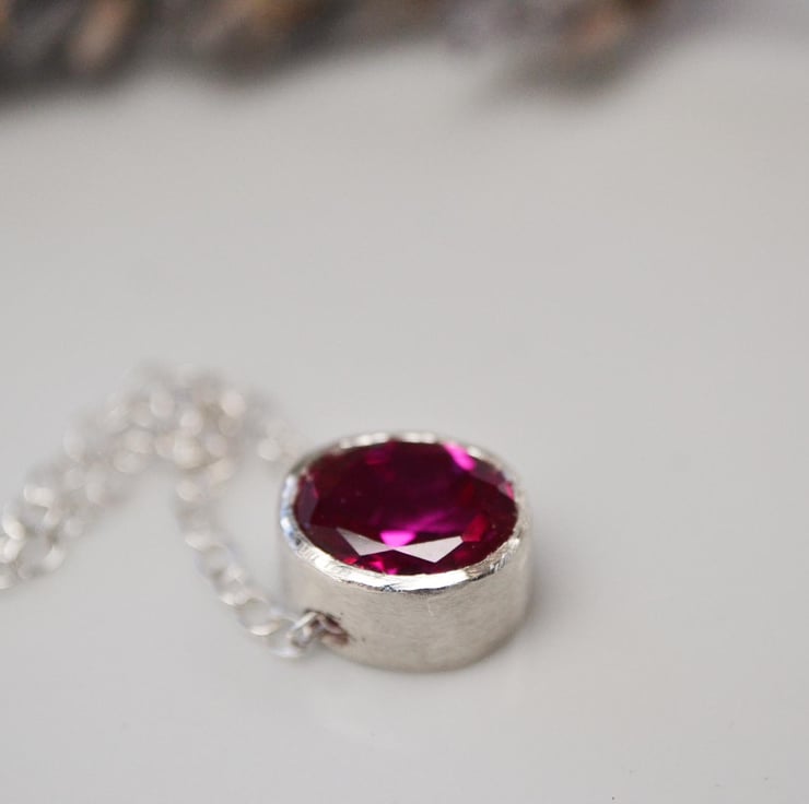 Ruby gemstone pendant necklace - July birthstone - Folksy
