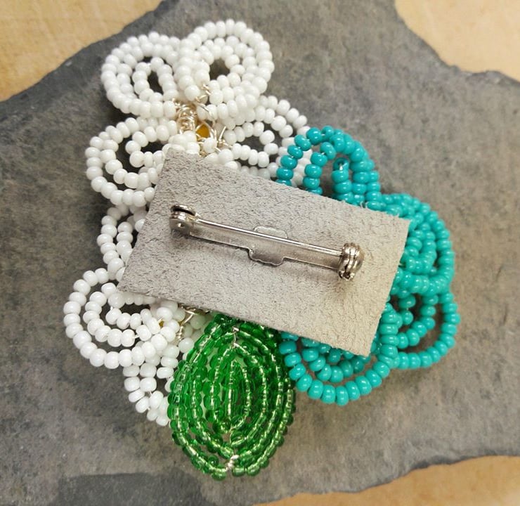 Beaded Flower Brooch - Sarong pin - Corsage - Folksy