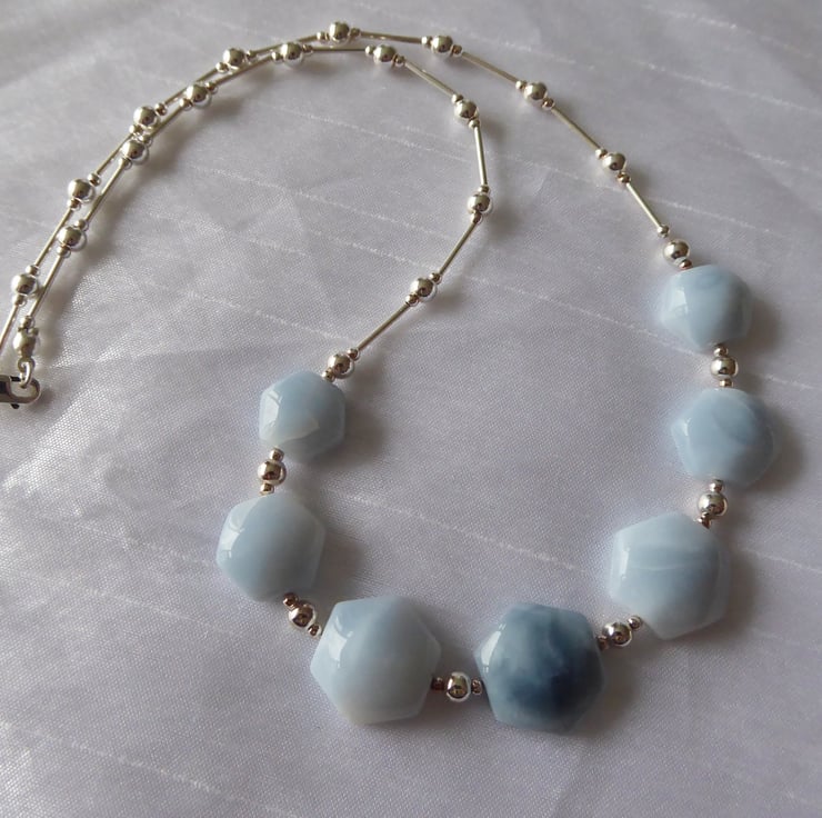 Blue Sky Sterling Silver Necklace featuring Hex... - Folksy