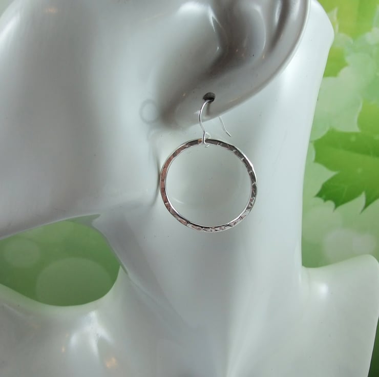 Earrings, Sterling Silver Patterned Hoops - Folksy