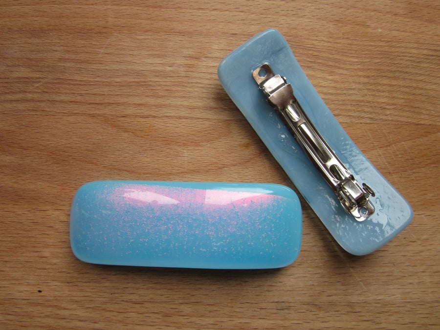Handmade glass hair clip barrette - Mars - Folksy