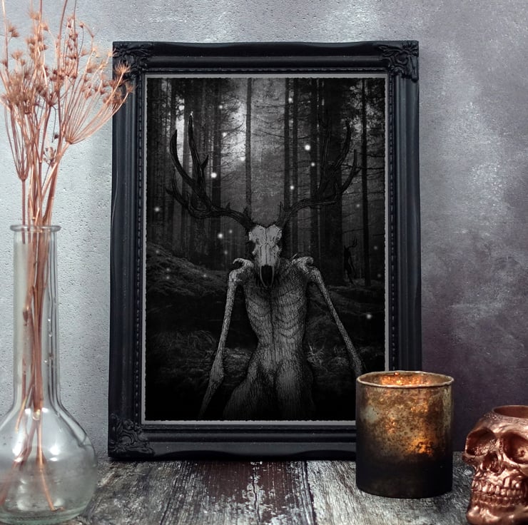 Wendigo Black and White Illustration, Dark Art,... - Folksy