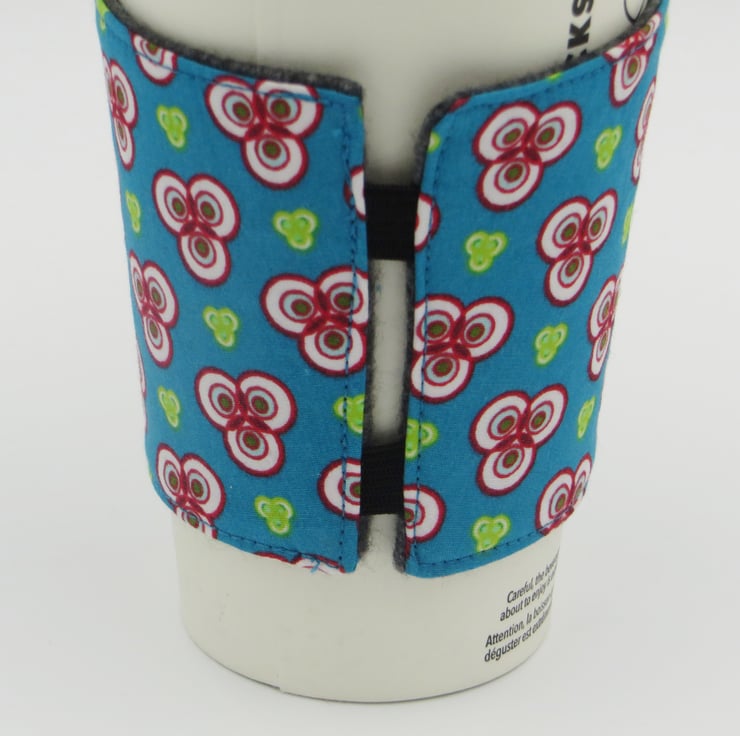 Fabric Coffee Cup Cosy, Reusable Reversible Cup... - Folksy