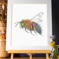 Blue banded Bee limited edition, signed print - Folksy