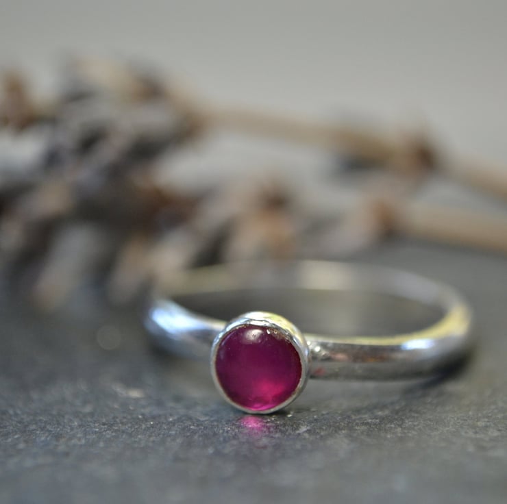 July Birthstone - Ruby stacking ring in sterlin... - Folksy