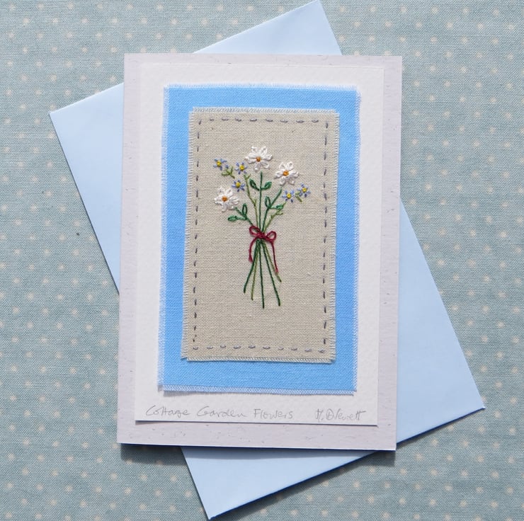 Small hand stitched card, intricately embroider... - Folksy
