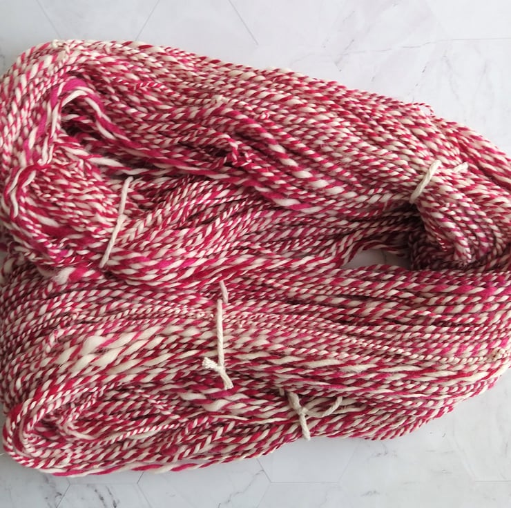 Candy Cane Barber Pole Handspun Wool Yarn - Folksy