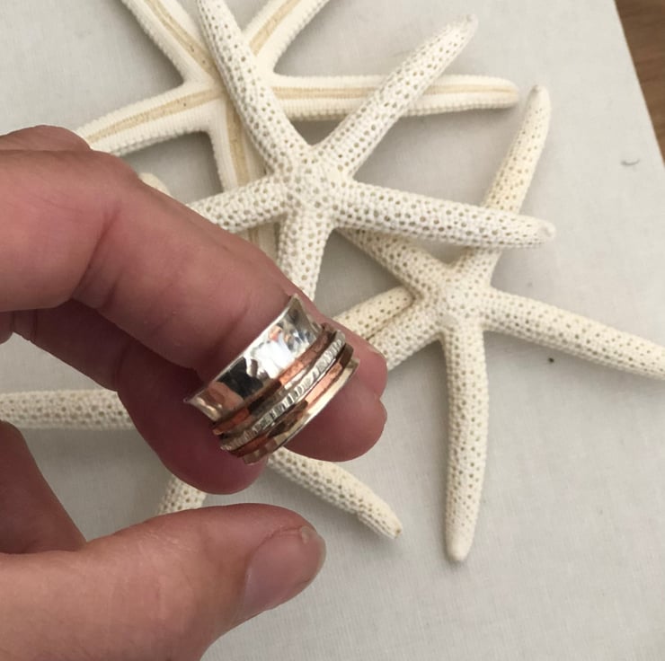Trio Silver And Copper Spinner Ring - Folksy