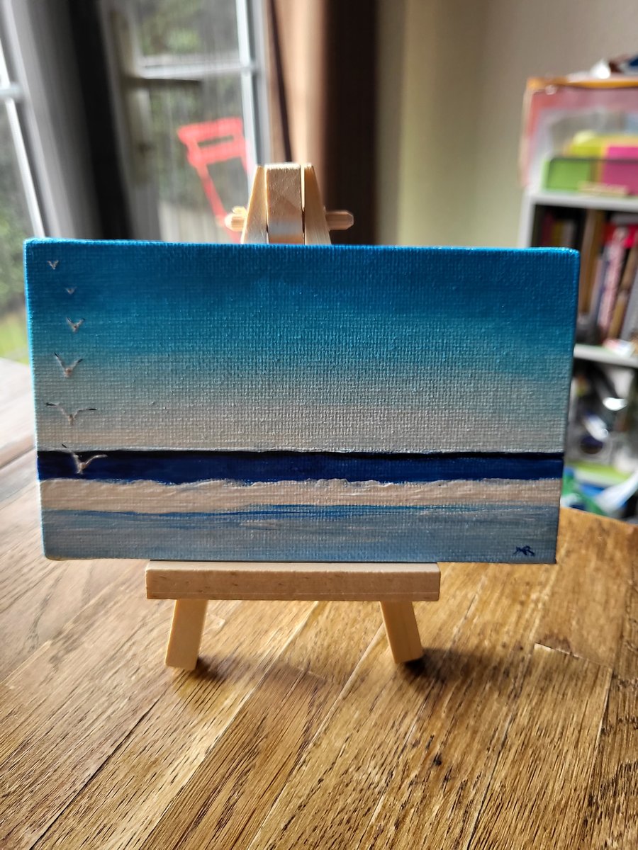 Original mini canvas board painting seascape birds - Folksy