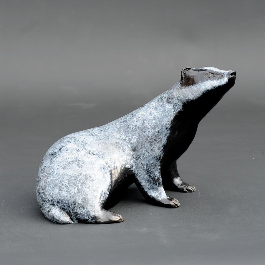 Badger sitting sculpture - Folksy