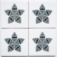 4 x Ragged Star Pattern Ceramic Tile Coasters w... - Folksy