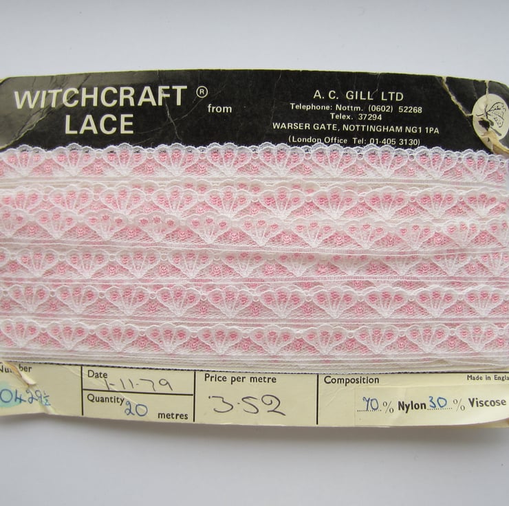 SALE Vintage 1970 s Pink and White Shell Lace o... - Folksy