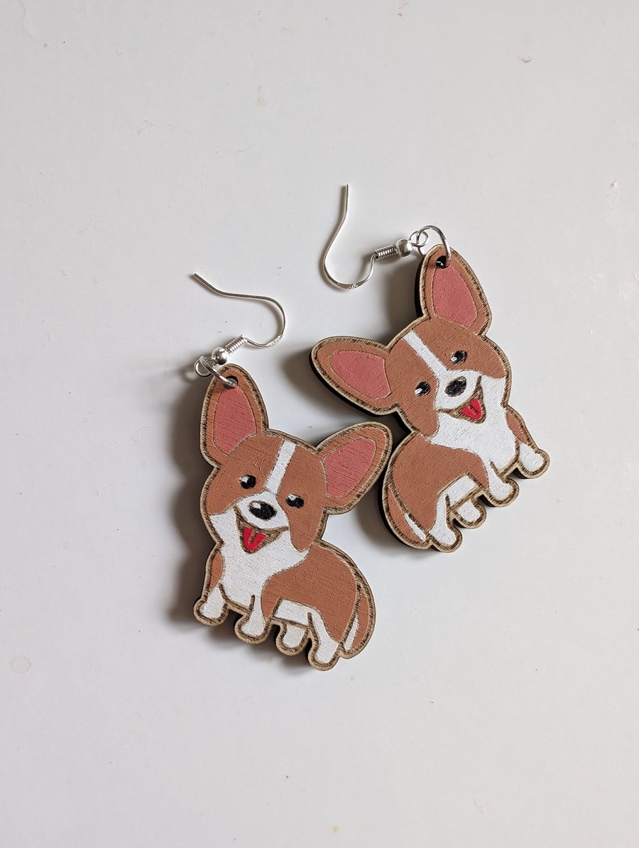 Sterling silver Corgi style earrings - Folksy