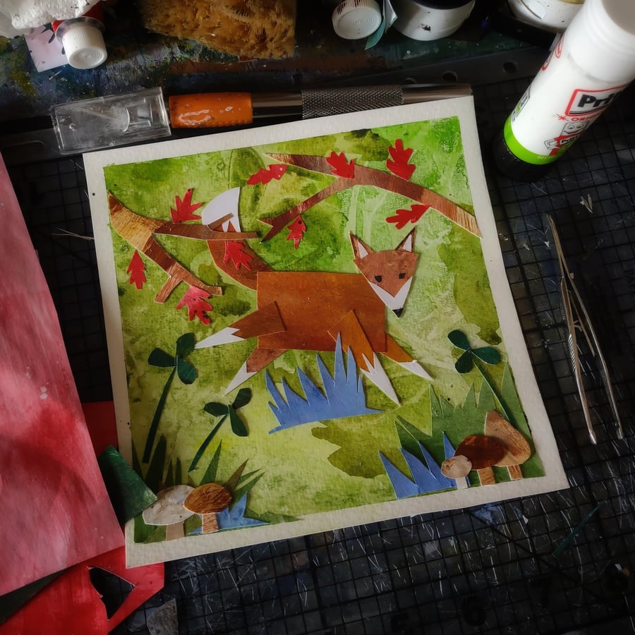 Collage Fox Art - Nature, Woodland Picture - Fr... - Folksy