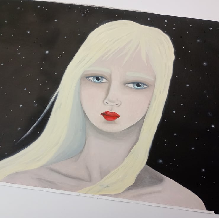 Starry - Original Oil Painting on Paper - Folksy