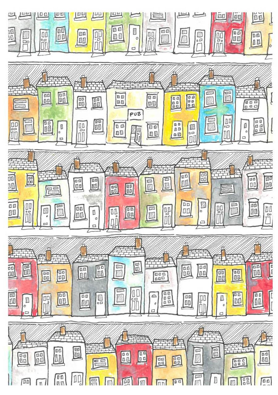 MILL TOWN A4 Illustration - Folksy