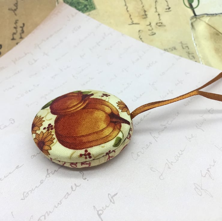 Pumpkins and acorns large fabric buttons double... - Folksy