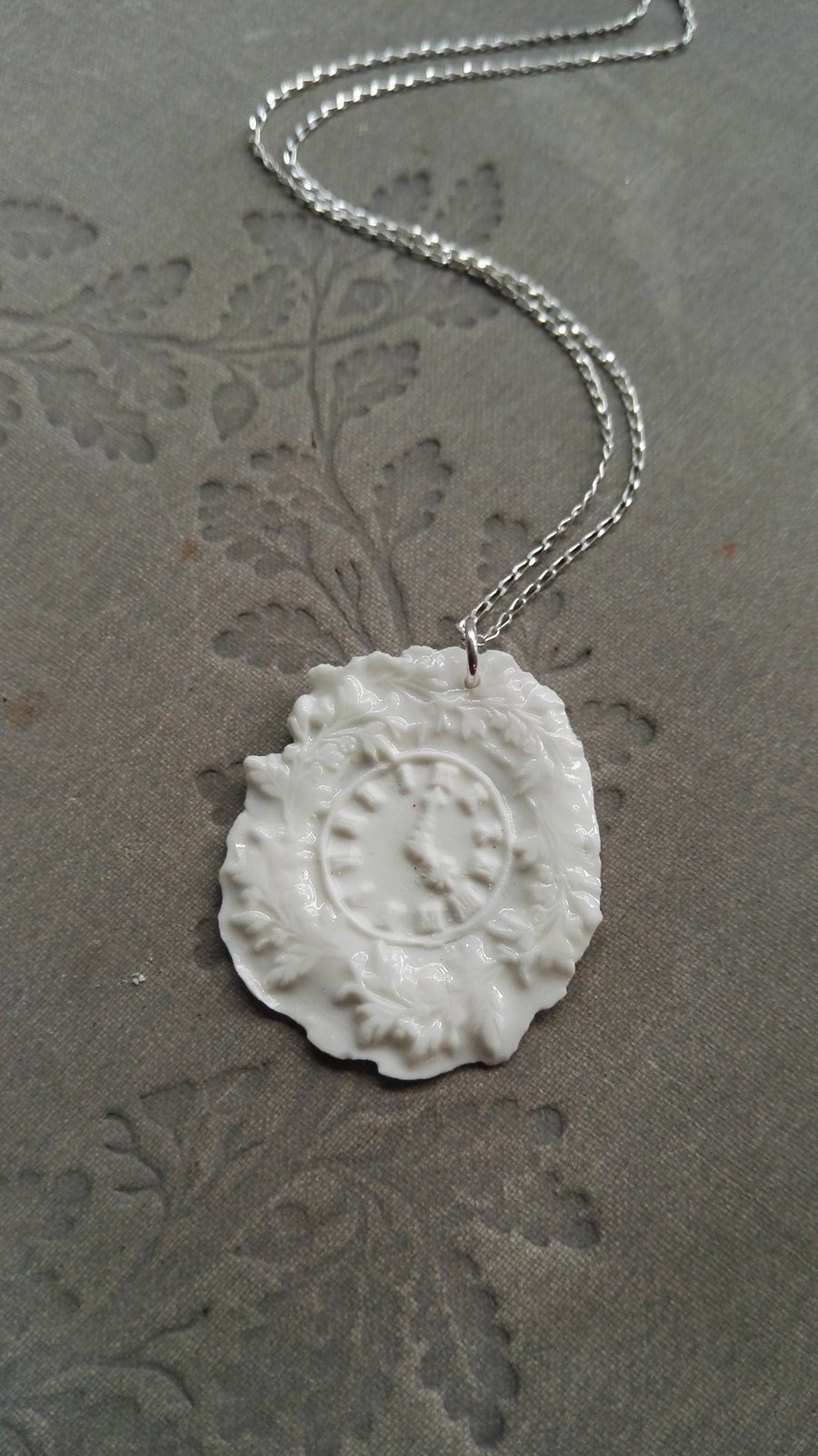 Contemporary porcelain Clock necklace, unique. - Folksy