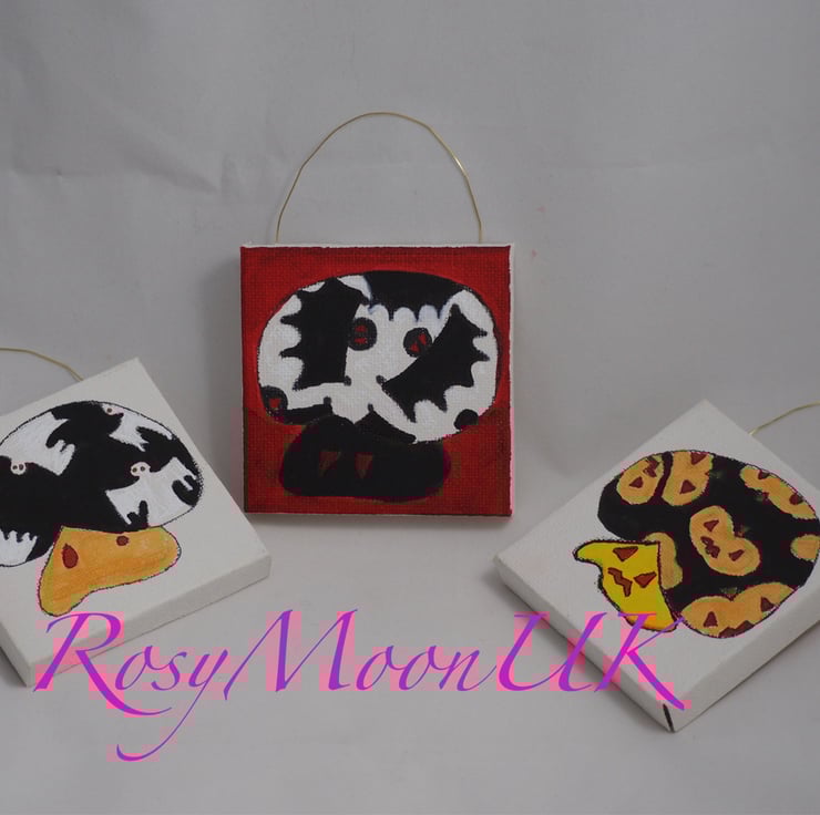 Limited Edition Spooky Toadstool Miniature Canvas - Folksy