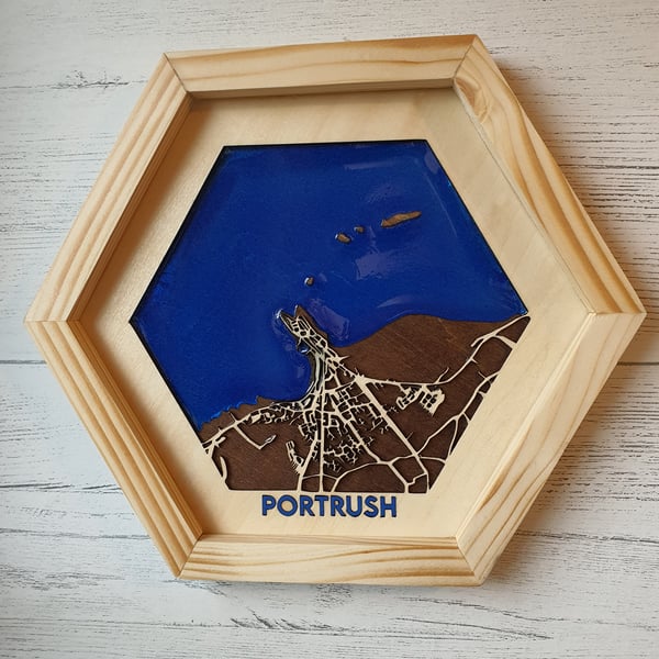 Wooden Epoxy Map of Portrush - Folksy