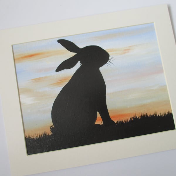 Rabbit Painting Original Bunny Art in Acrylic R... - Folksy