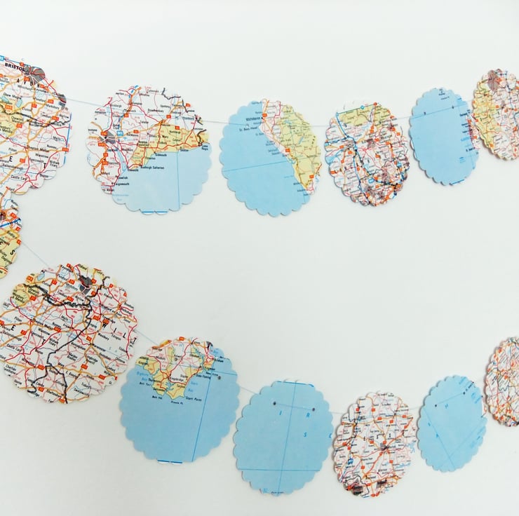 Map Bunting - England and Wales - Folksy