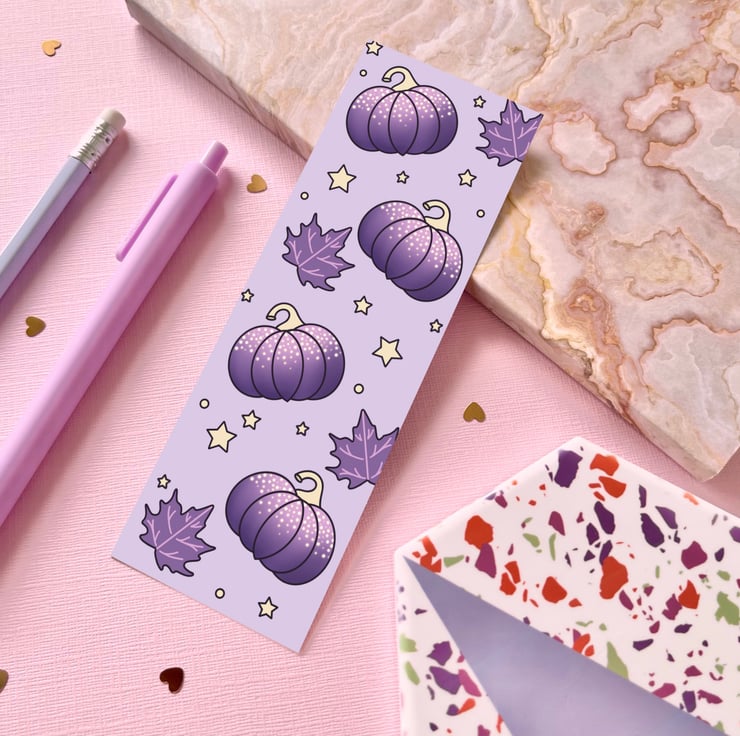 Purple Pumpkin Bookmark, Autumnal Halloween Sta... - Folksy