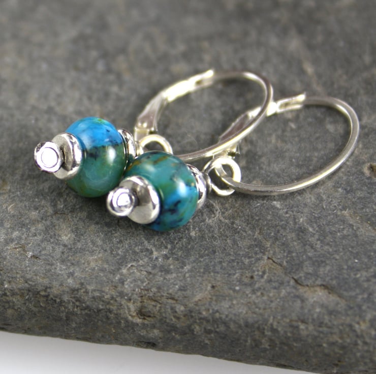 Peruvian opal sterling silver earrings - Folksy