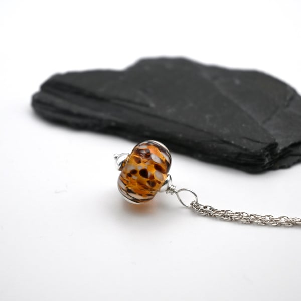 Leopard print lampwork glass pendant necklace - Folksy