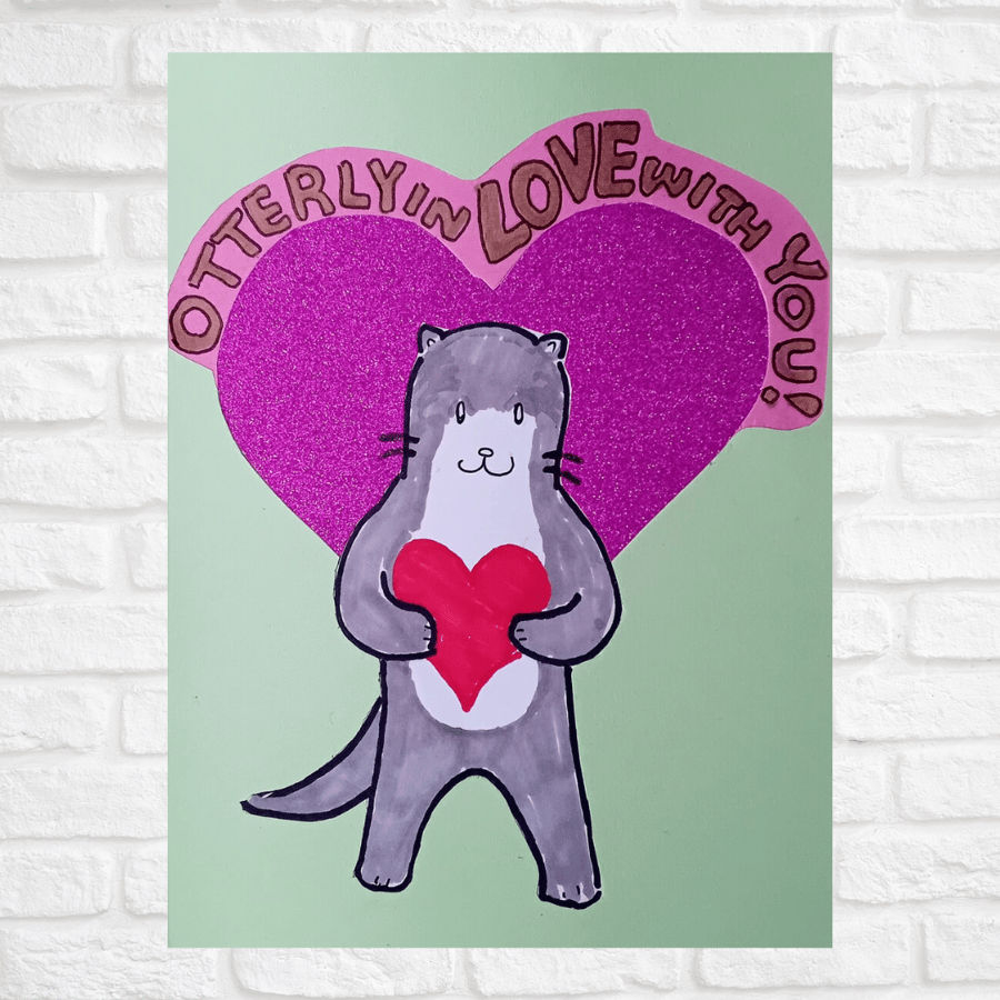 Otter Valentine Card - Folksy
