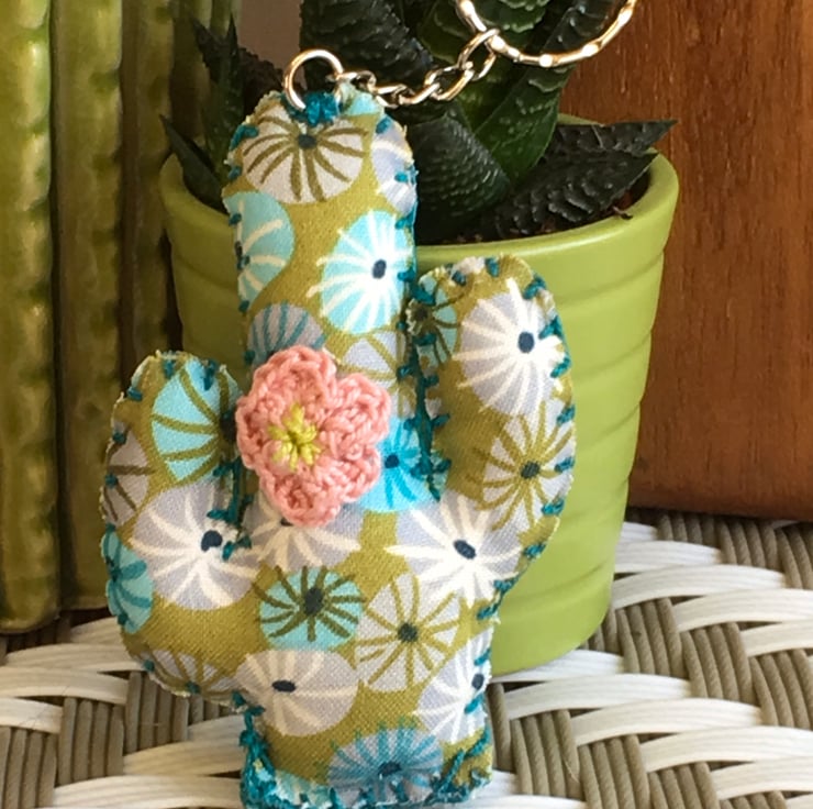 Cactus Keyring. Cacti Keychain. Fabric cactus b... - Folksy