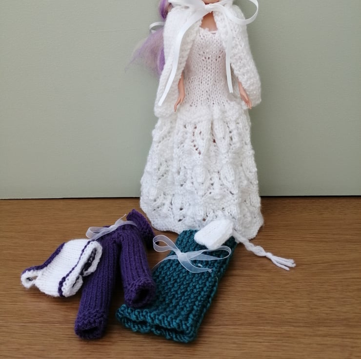 Set of hand knitted items for a teenage doll - Folksy