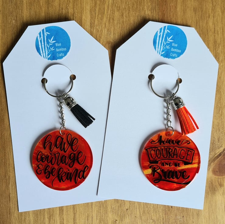 Motivational Quote Keyrings - courage - kind - ... - Folksy