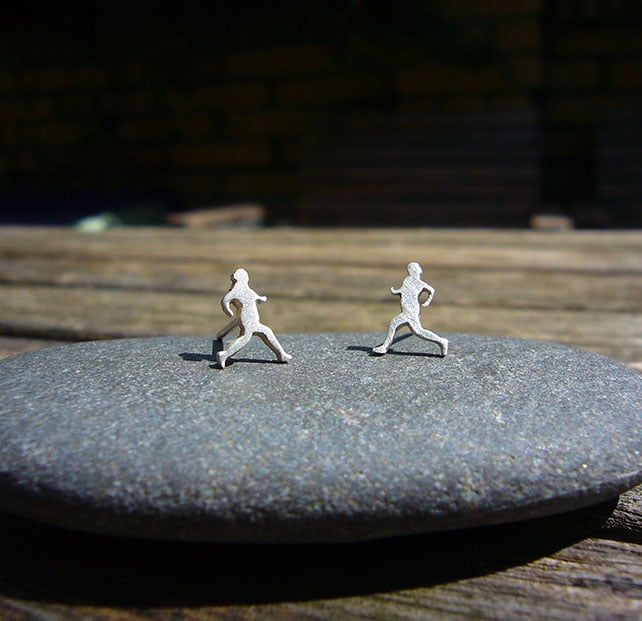 Silver runner earrings, everyday earrings, ster... - Folksy