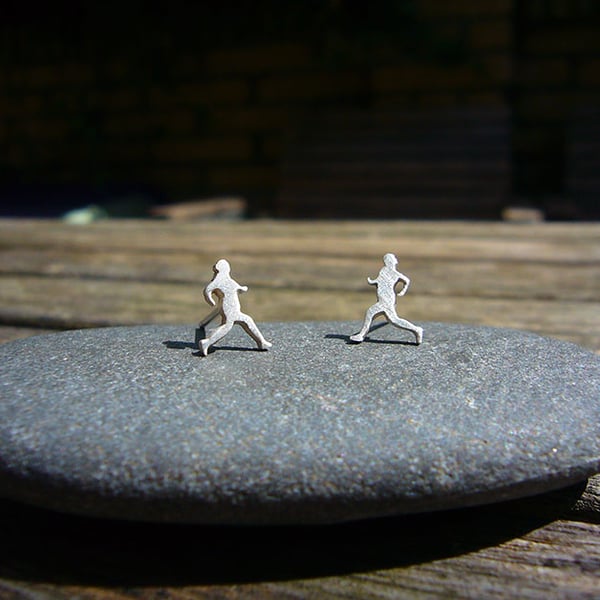 Silver runner earrings, everyday earrings, ster... - Folksy